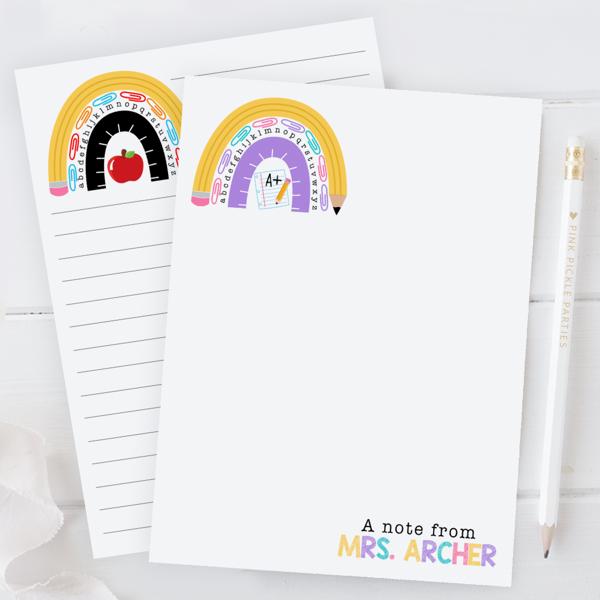 Personalized Teacher Notepad | School Rainbow Notepad | Back to School Teacher Appreciation Gift ...